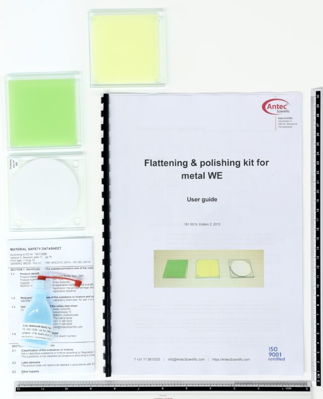 Flattening/polishing kit for metal working electrodes for FlexCell
