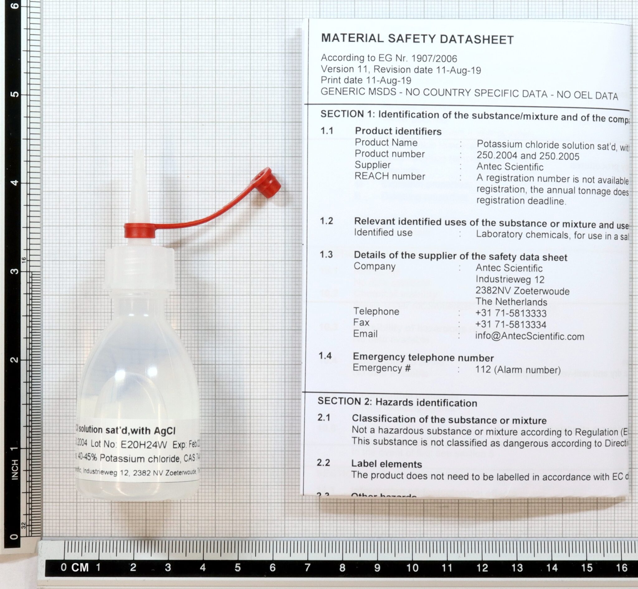 Potassium chloride solution saturated with silver/silver chloride for ...